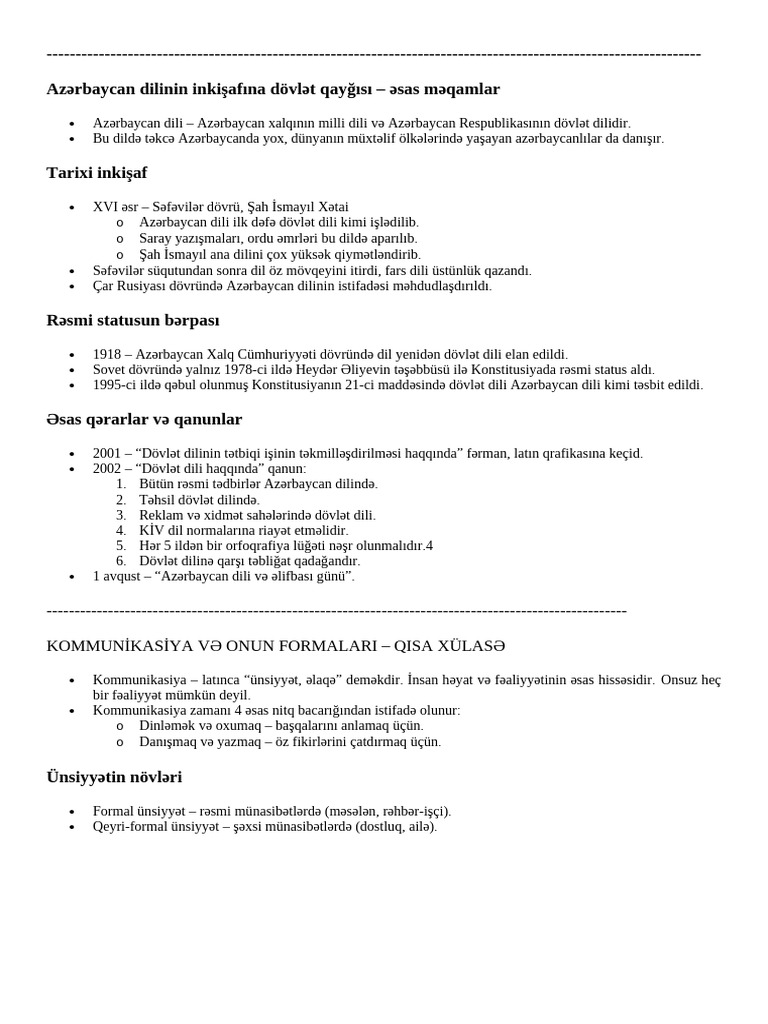 Kommunikasiya VƏ Onun Formalari - Qisa Xülasə | PDF