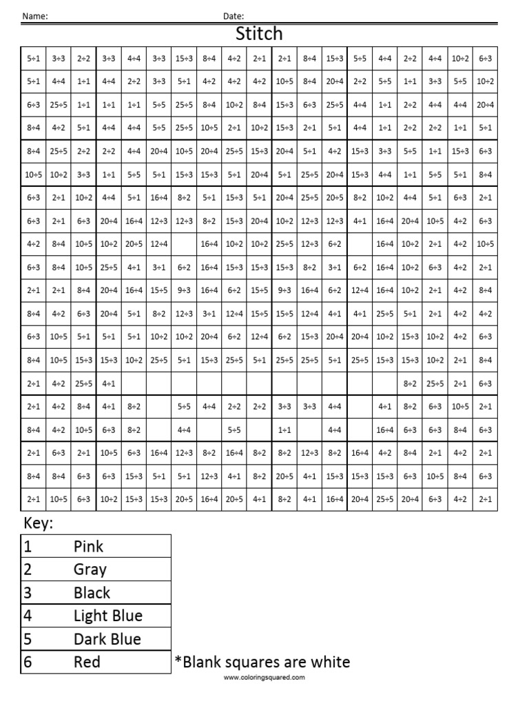 2 Stitch Lilo and Stitch Division Disney Math Worksheets | PDF