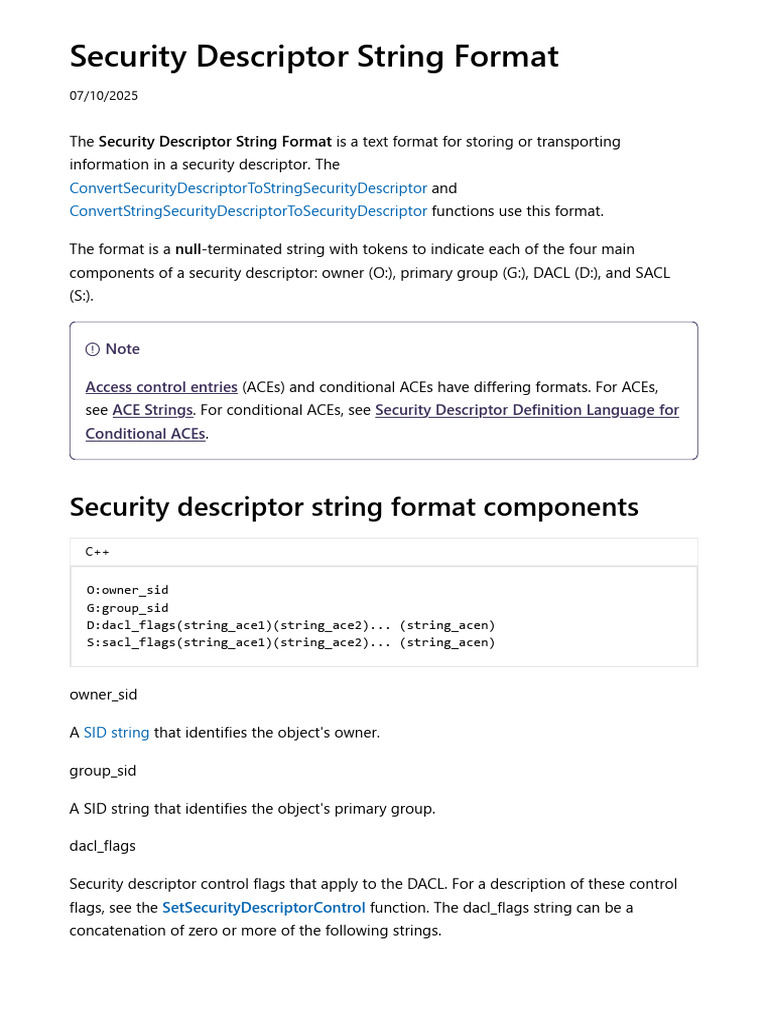 Learn Security Descriptor String Format | PDF | String (Computer Science) | Computer Science
