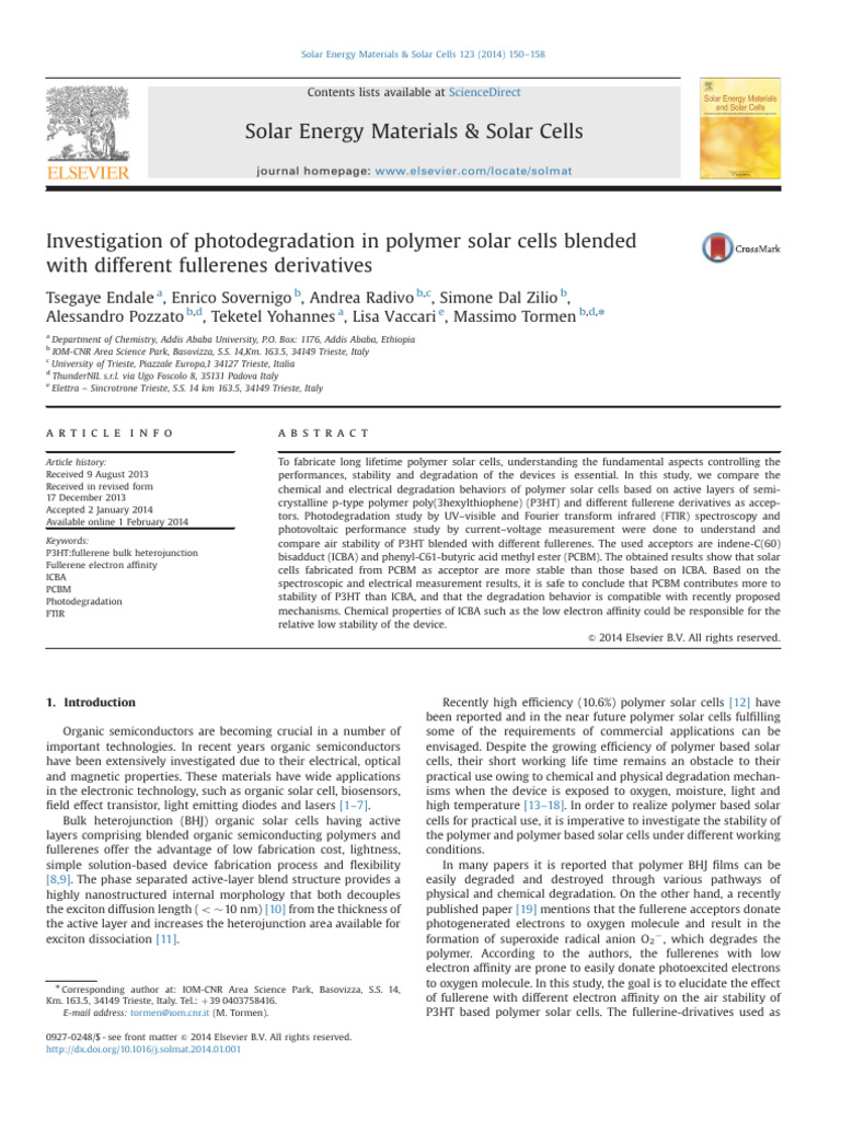 Photodegradation in Polymer Solar Cells | PDF | Solar Cell | Applied ...