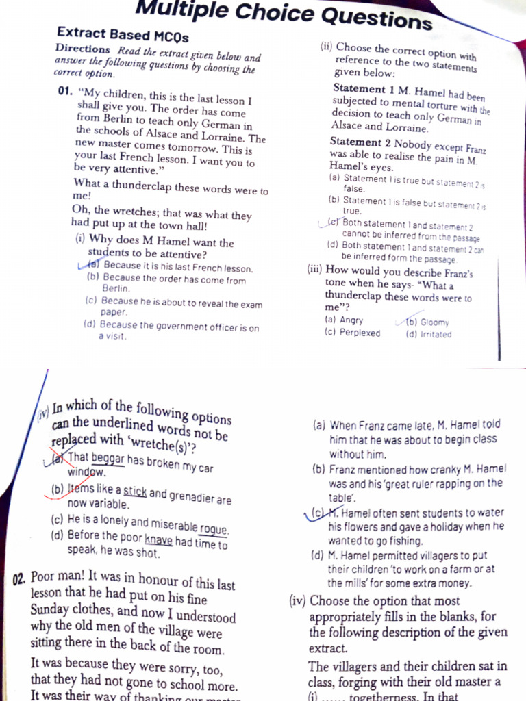 MCOs on M. Hamel's Last French Lesson | PDF