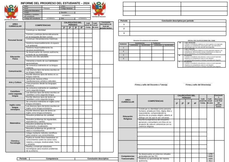 Boletas Editables PRIMARIA Bimestral | PDF | Segundo lenguaje | Educación primaria