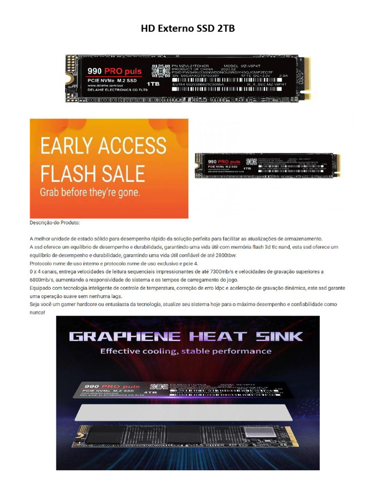 SSD Externo 2TB: Alta Velocidade e Durabilidade | PDF