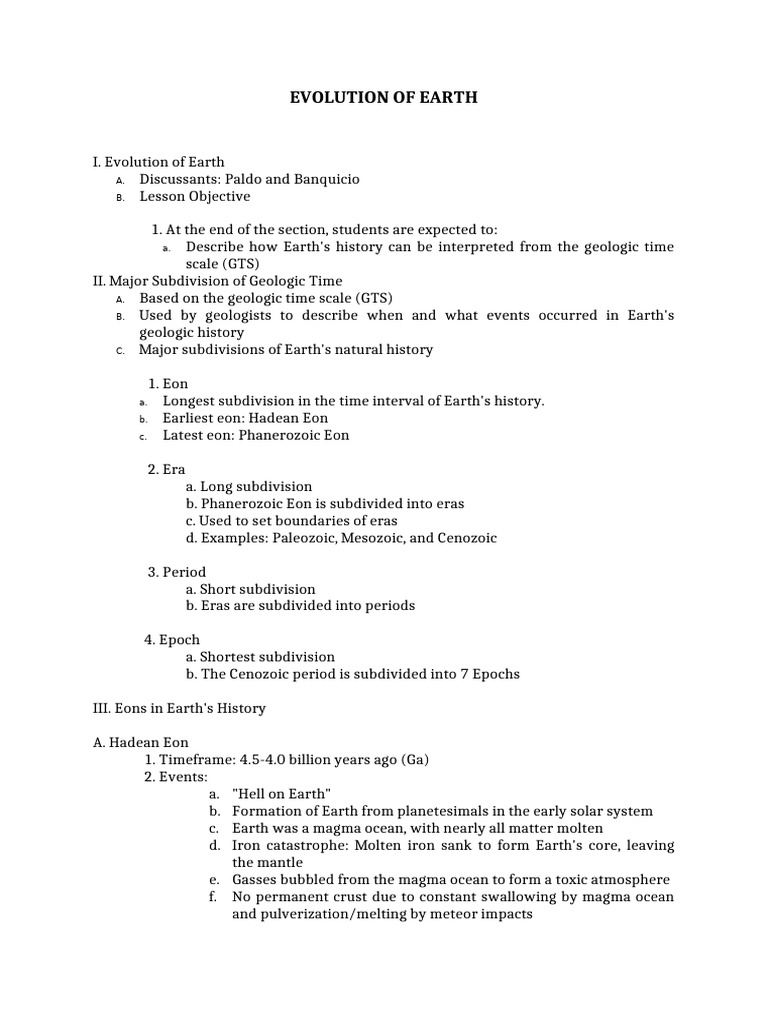 Earth's Geological History Overview | PDF | Geologic Time Scale ...