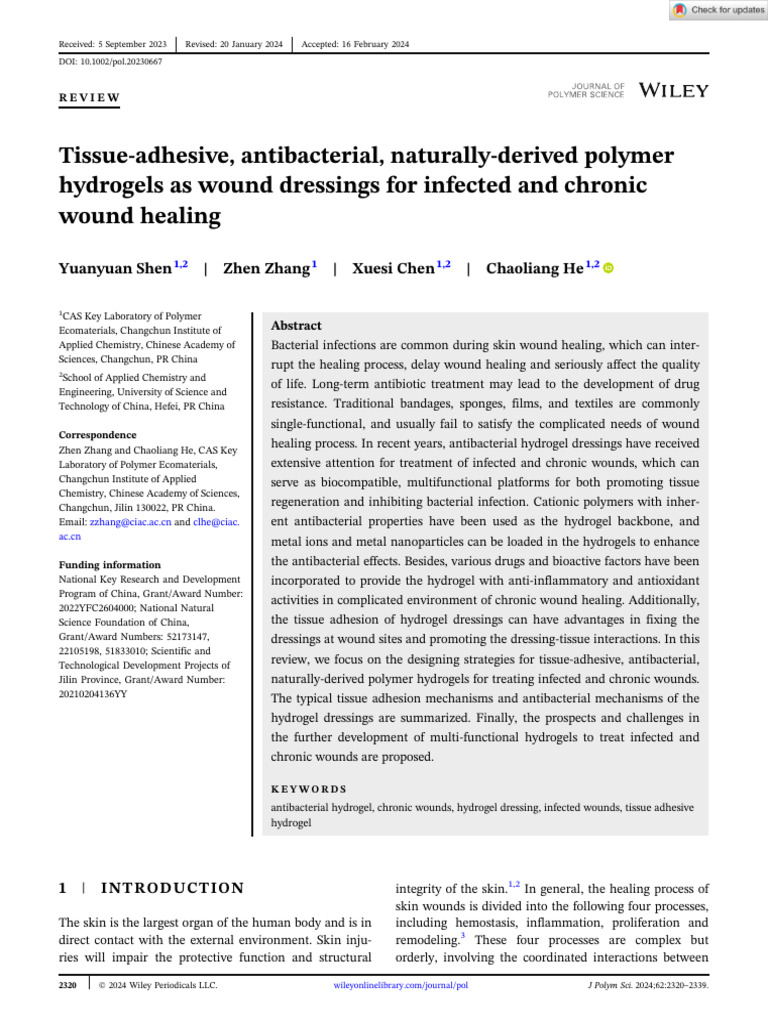 Tissue Adhesive Antibacterial Naturally Derived Polymer Hydrogels As ...