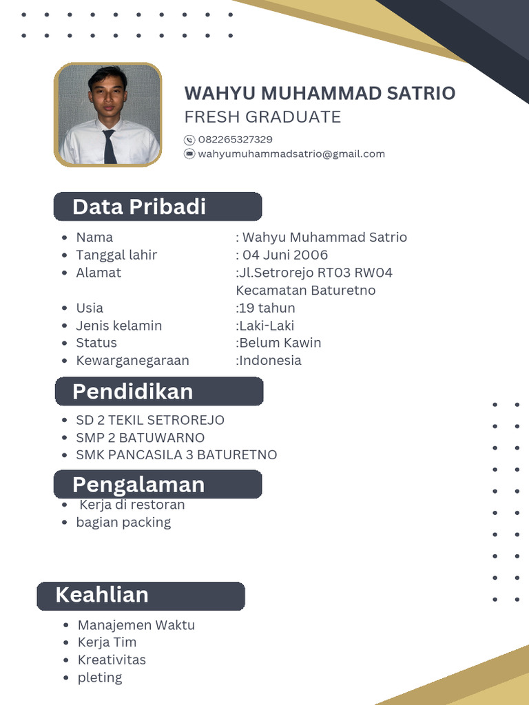 CV WAHYU Muhammad Satrio | PDF