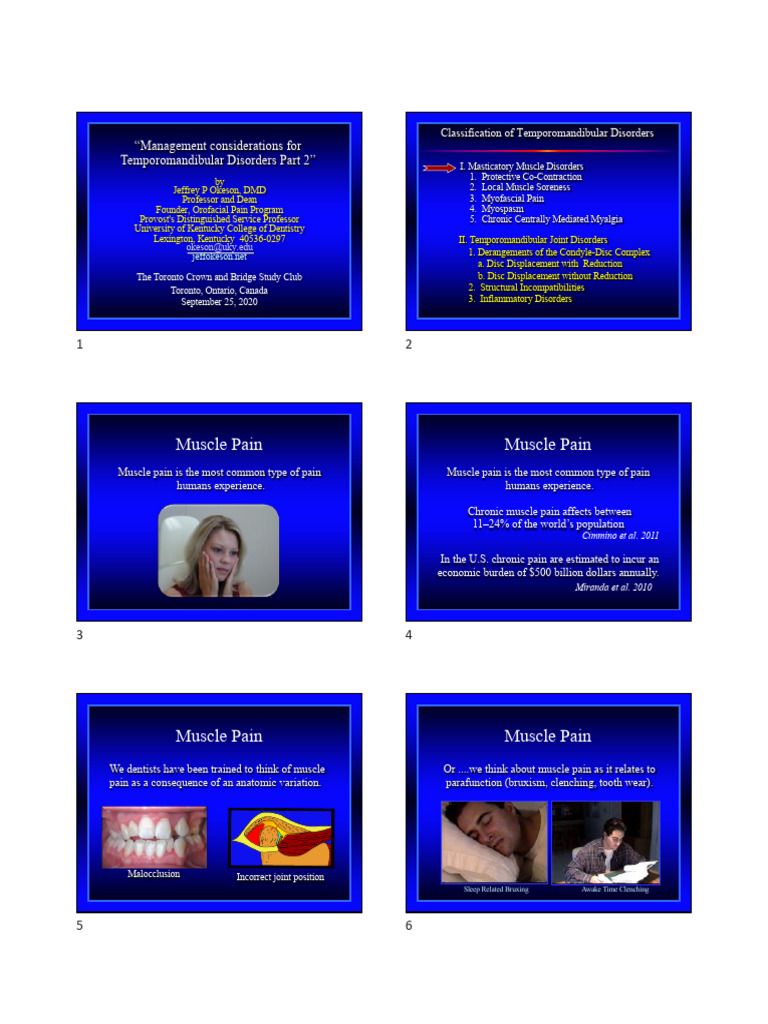 Okeson Part 2 - Toronto 9-25-20 | PDF | Pain | Medical Specialties