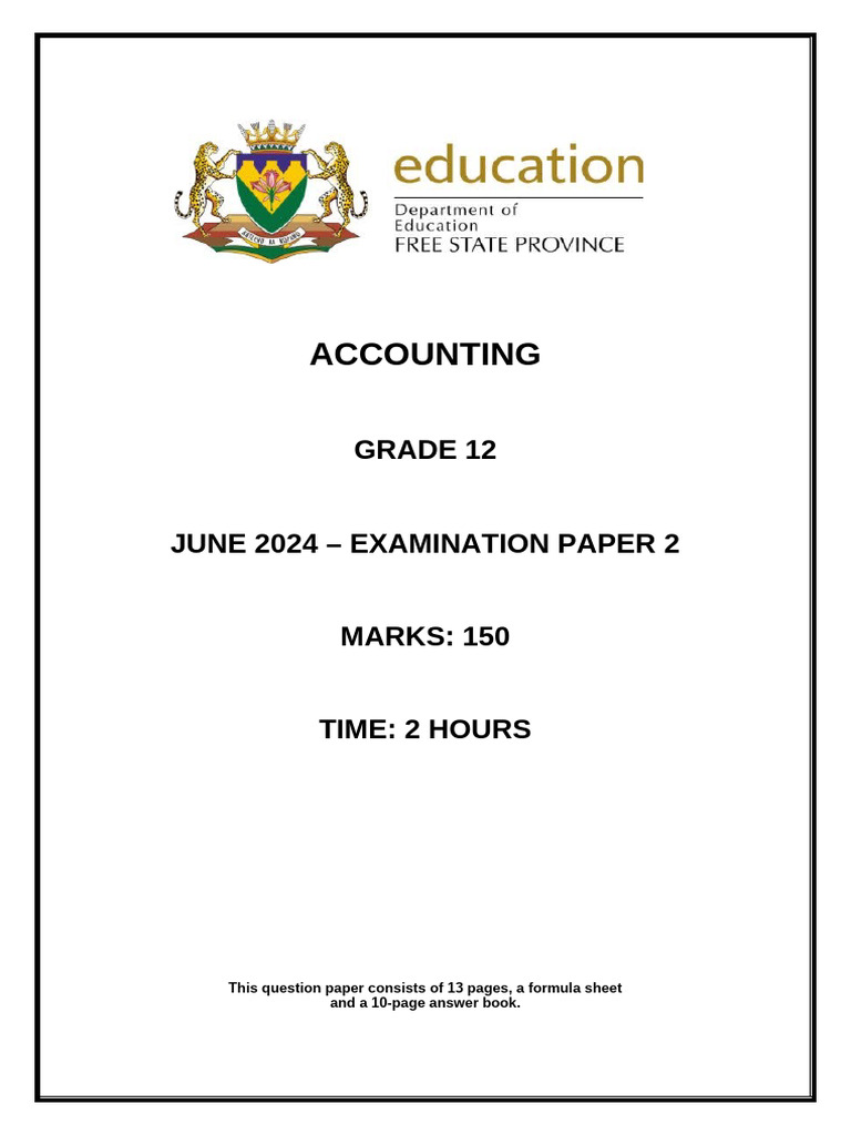 Grade 12 Accounting Exam Paper 2024 | PDF | Dividend | Cost Of Goods Sold