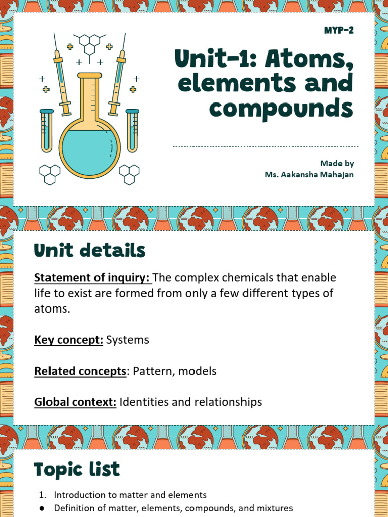Unit-1 - Atoms, Elements and Compounds-part-I | PDF