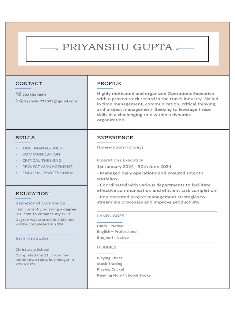 Priyanshu Gupta Resume. | PDF