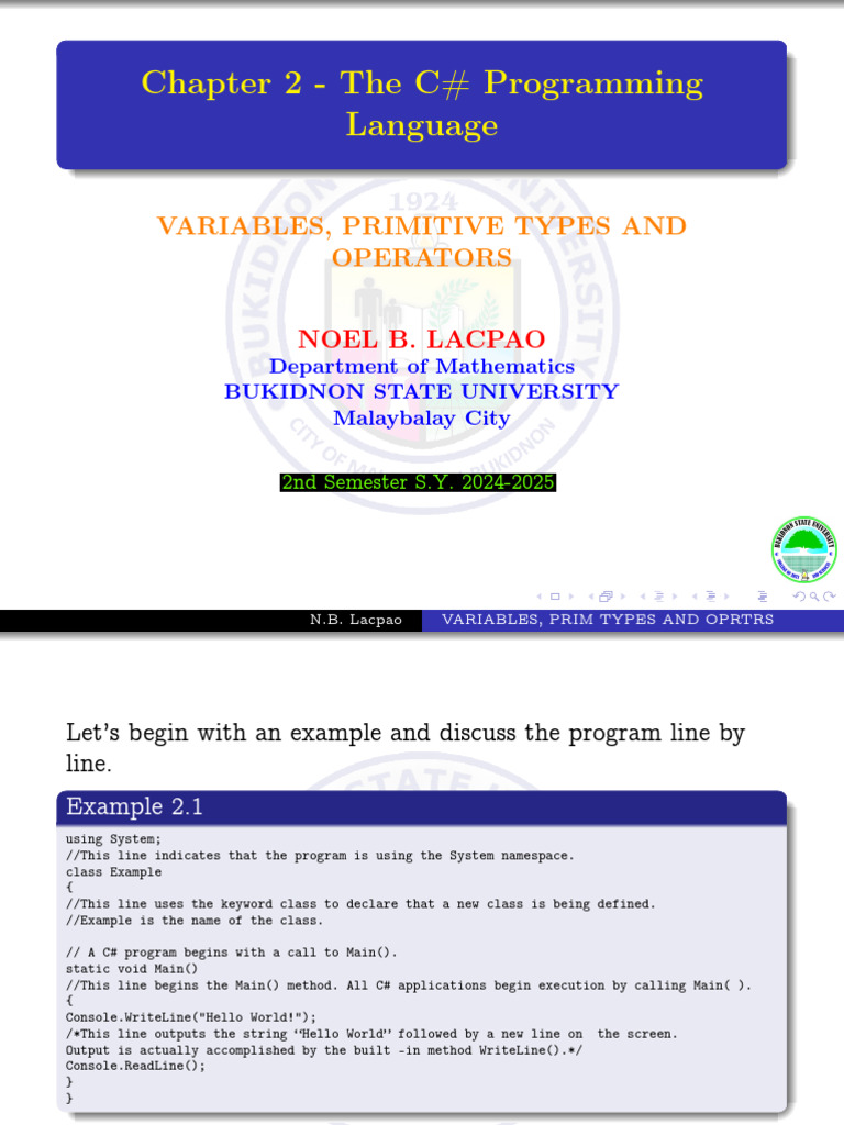 C# Variables and Control Statements Guide | PDF | C Sharp (Programming ...