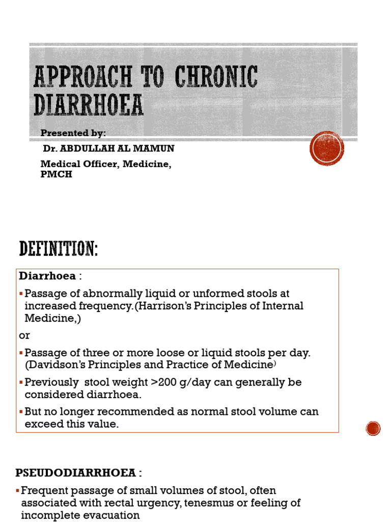 Approach To Chronic Diarrhoea | PDF | Diarrhea | Inflammatory Bowel Disease