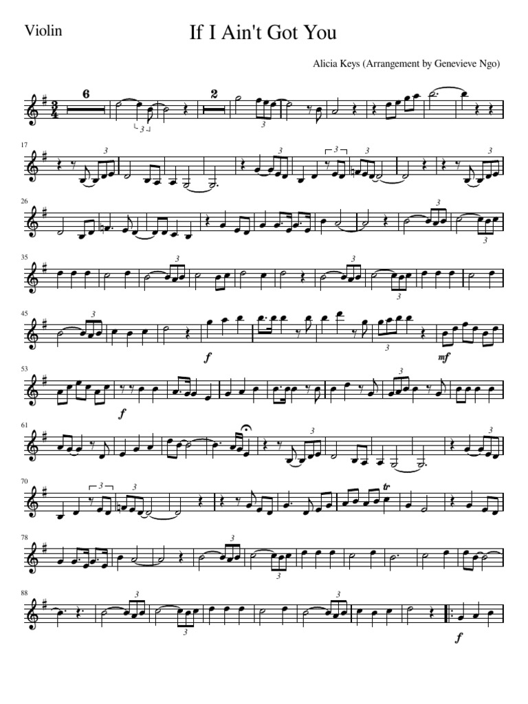 If I Aint Got You Alicia Keys - Violin | PDF | Songs Written
