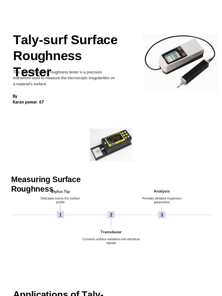 Taly-surf Surface Roughness Tester Overview | PDF | Surface Roughness ...