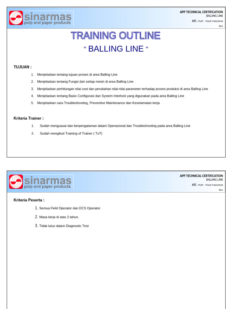 Sertifikasi Teknik Balling Line Pulp | PDF