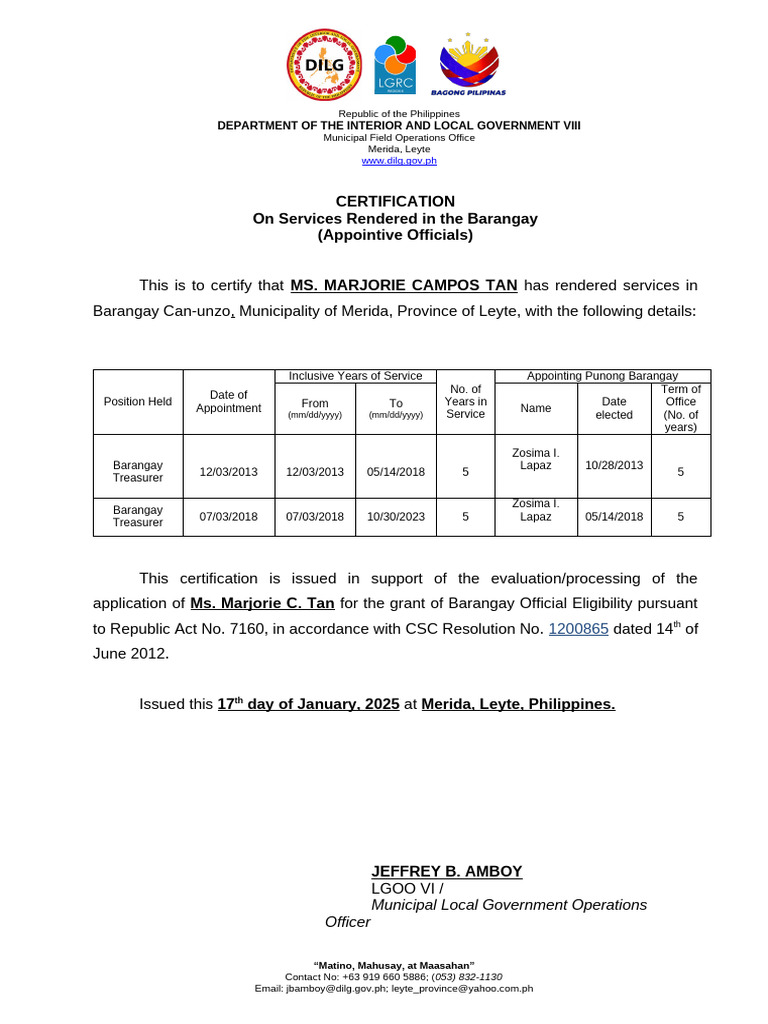 Csc-Boe Form 1b Apr2012 - MC Tan | PDF