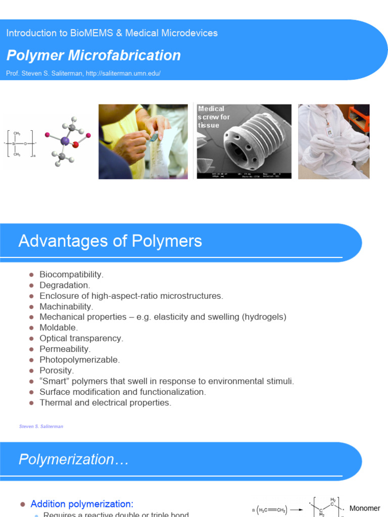 BioMEMS: Polymer Microfabrication Overview | PDF | Polymers ...