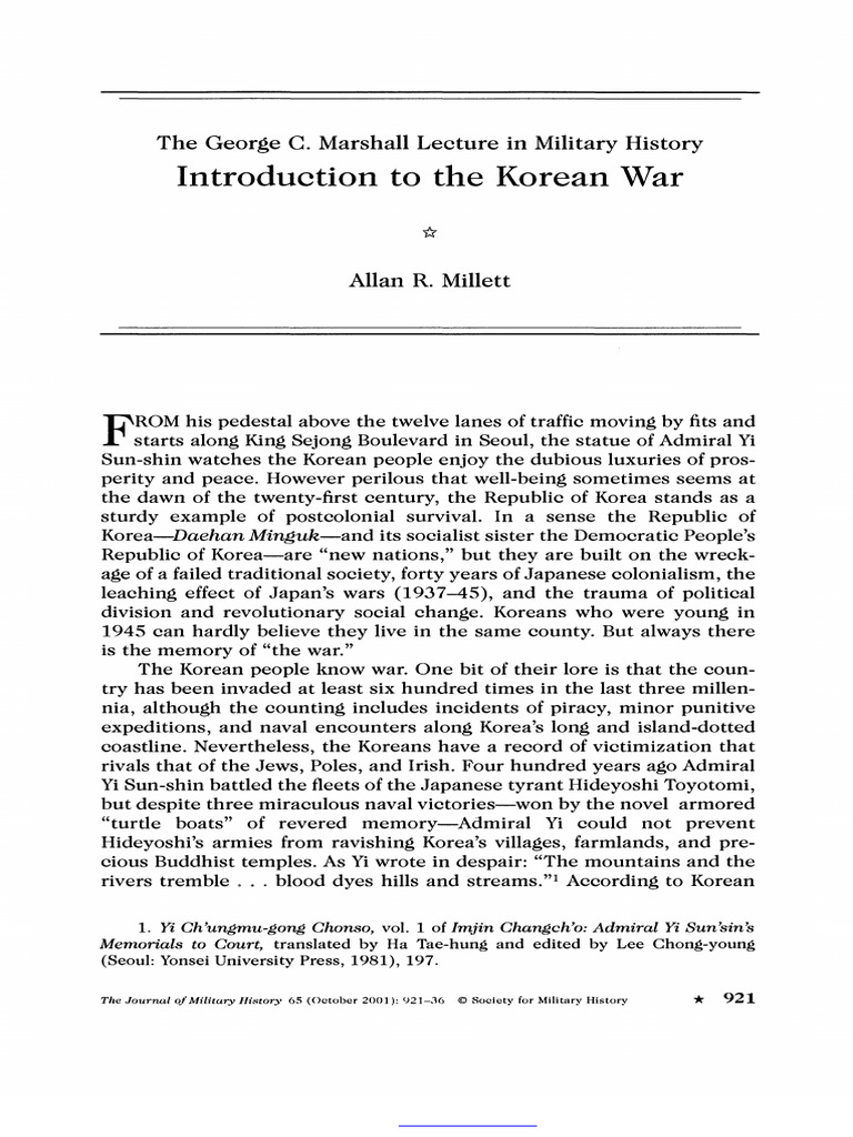 Overview of the Korean War History | PDF | Korean War | Korea