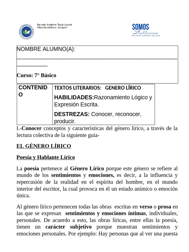 Guía-5-Lenguaje-6to Texto Lírico | PDF