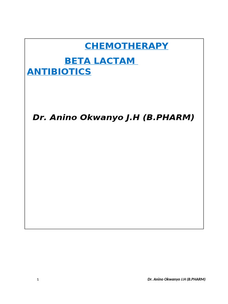 Beta Lactam Antibiotics | PDF | Beta Lactamase | Penicillin