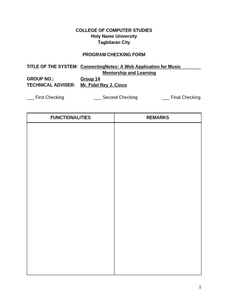 Program Checking Form (System Checking) | PDF