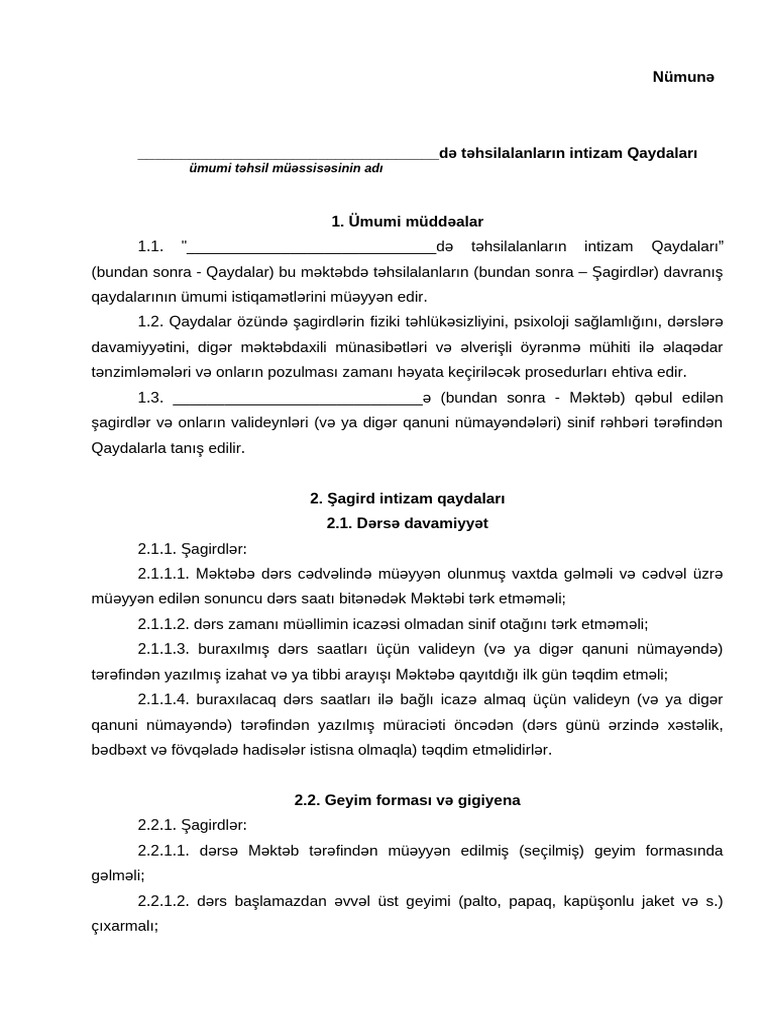 İntizam Qaydaları | PDF