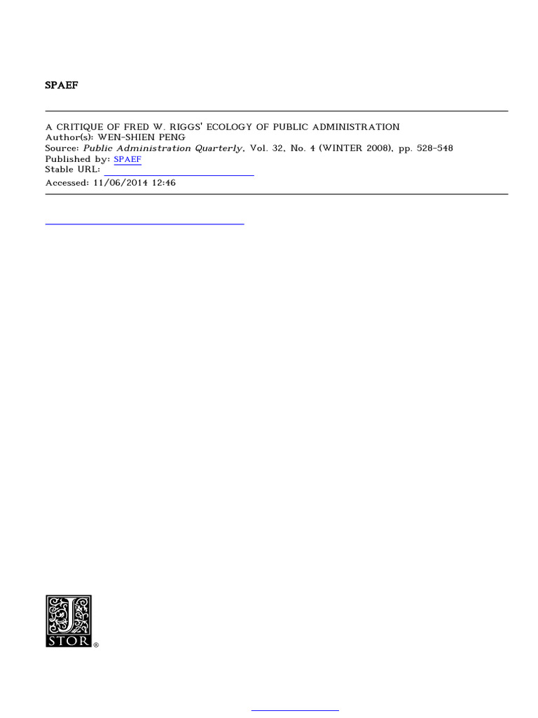 Unit2e-Ii Peng, Wen-Shien A Critique of Fred W Riggs Ecology of Public ...