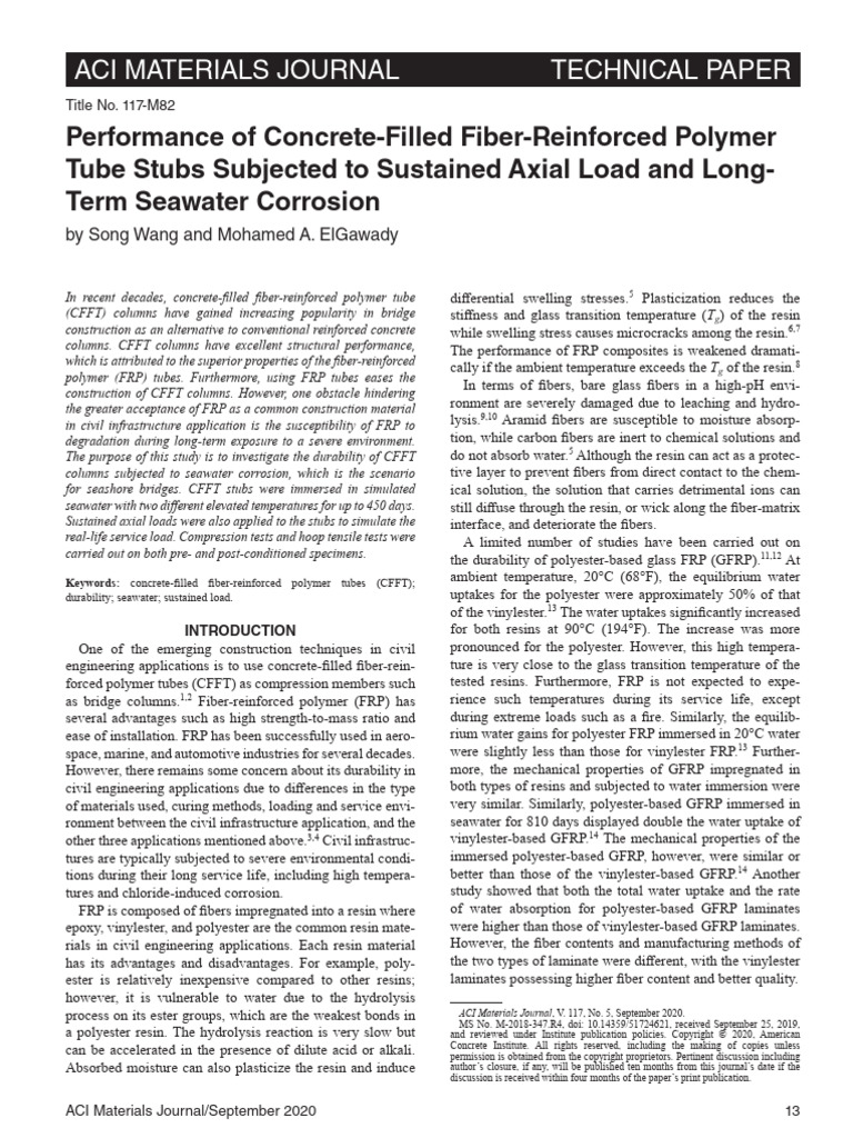 Performance of Concrete-Filled Fiber-Reinforced Polymer Tube Stubs ...
