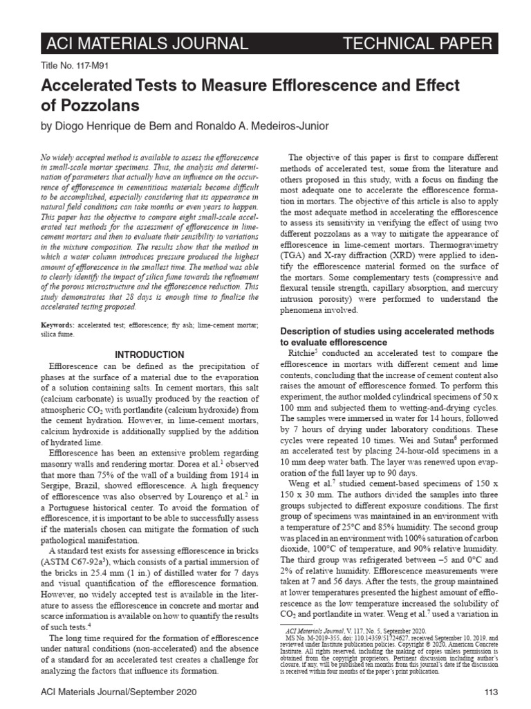Accelerated Tests for Mortar Efflorescence | PDF | Cement | Mortar ...
