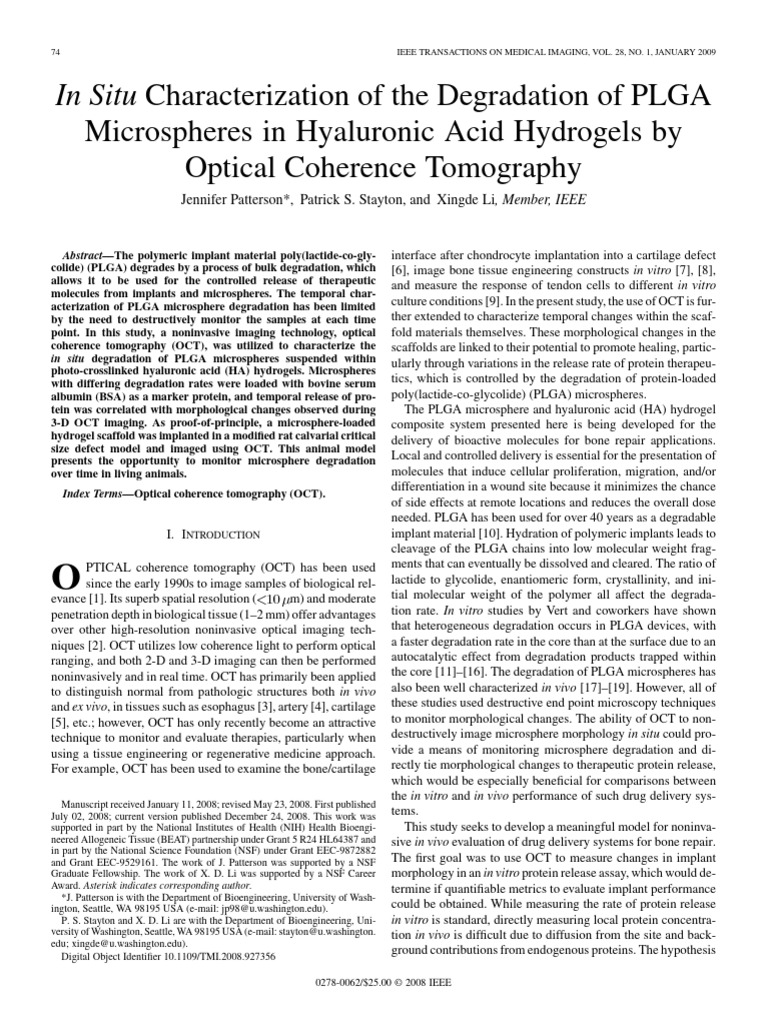 In Situ Characterization of The Degradation of PLGA Microspheres in ...