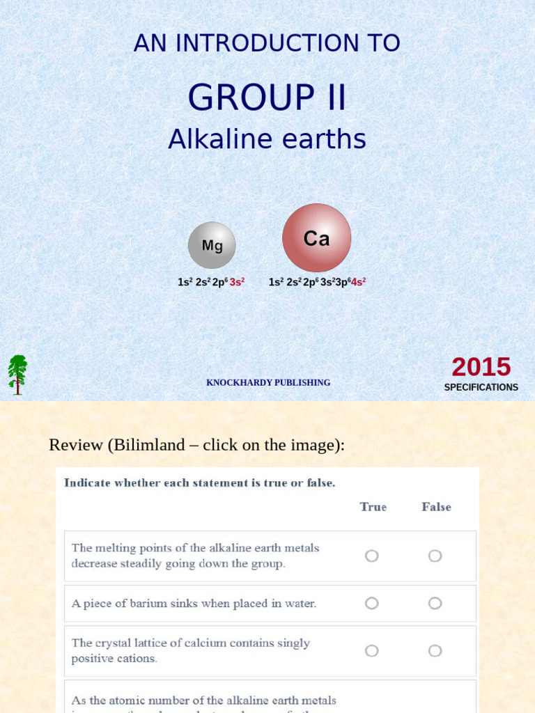 Group II Alkaline Earth Metals Overview | PDF | Hydroxide | Solubility