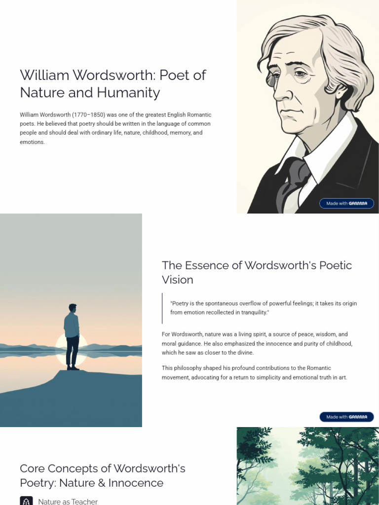 William Wordsworth Poet of Nature and Humanity | PDF | Wisdom | William ...