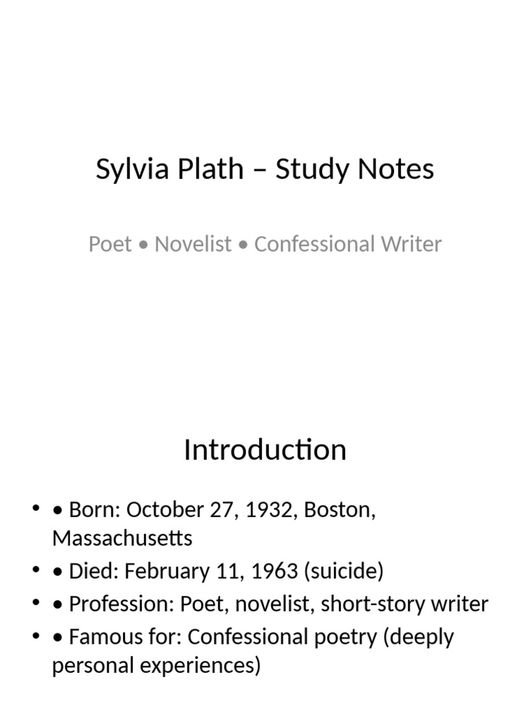 Sylvia Plath Study Notes | PDF