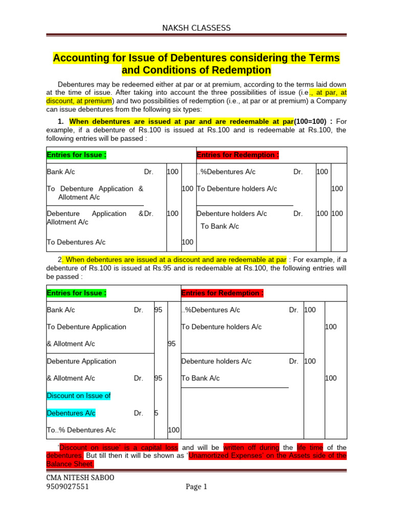 Accounting for Debenture Issuance and Redemption | PDF | Interest ...