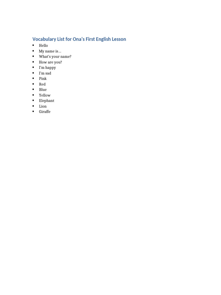 English Vocabulary for Beginners | PDF
