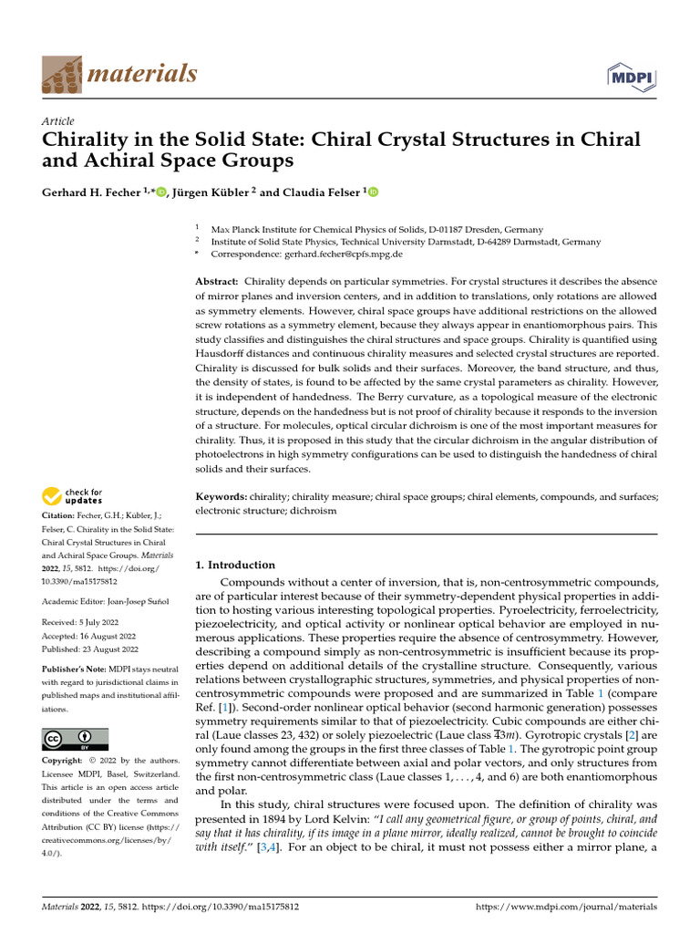 ChiralMaterials 15 05812 v3 | PDF | Chirality (Chemistry) | Crystal ...