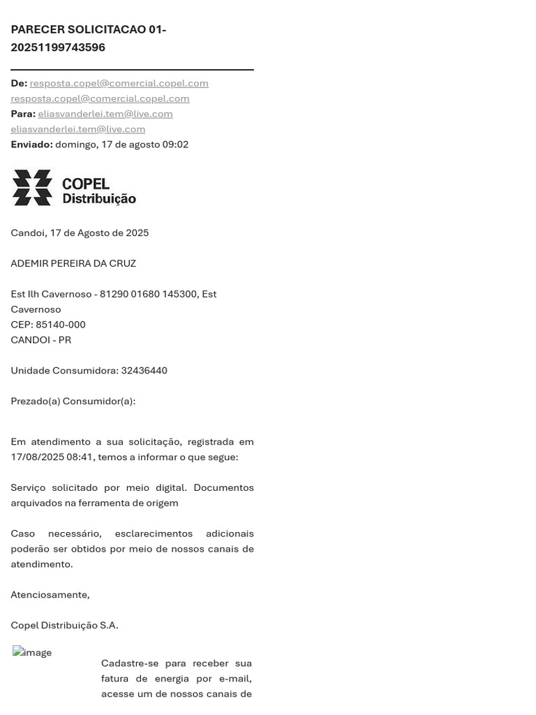 Resposta Copel Ademir | PDF