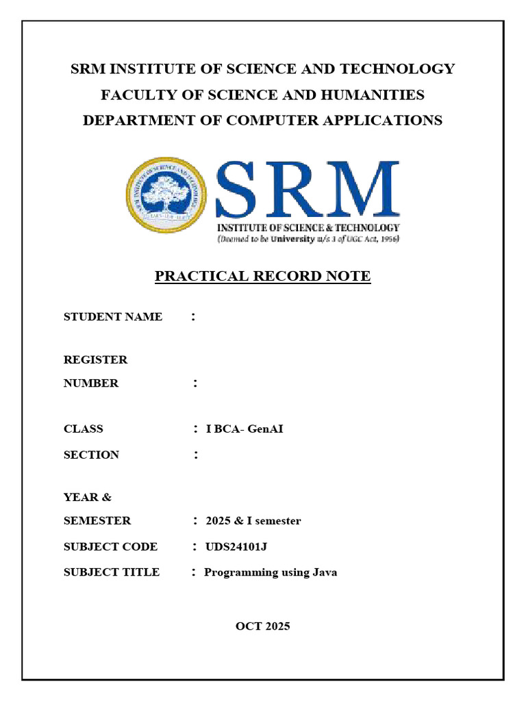 Final Java Lab Manual - 2025 | PDF | Integer (Computer Science) | Software Development