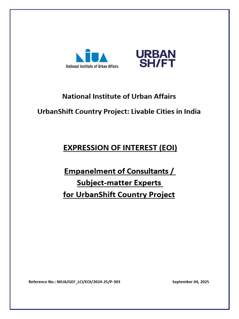 EOI Empanelment-Of SME For The UrbanShift Country Project 040925 | PDF ...