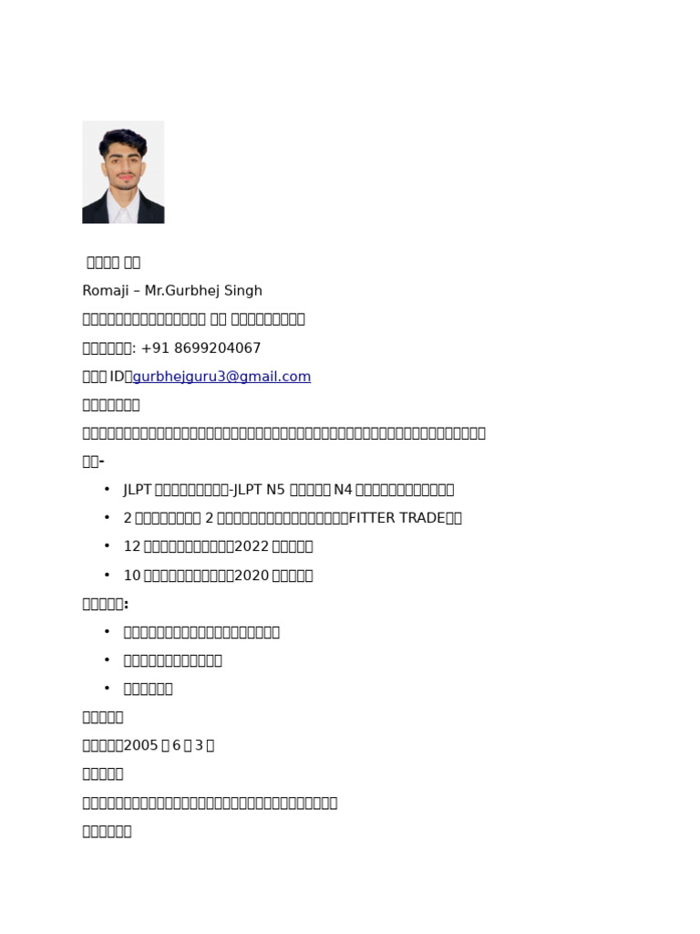 Format of Japanese Resume | PDF