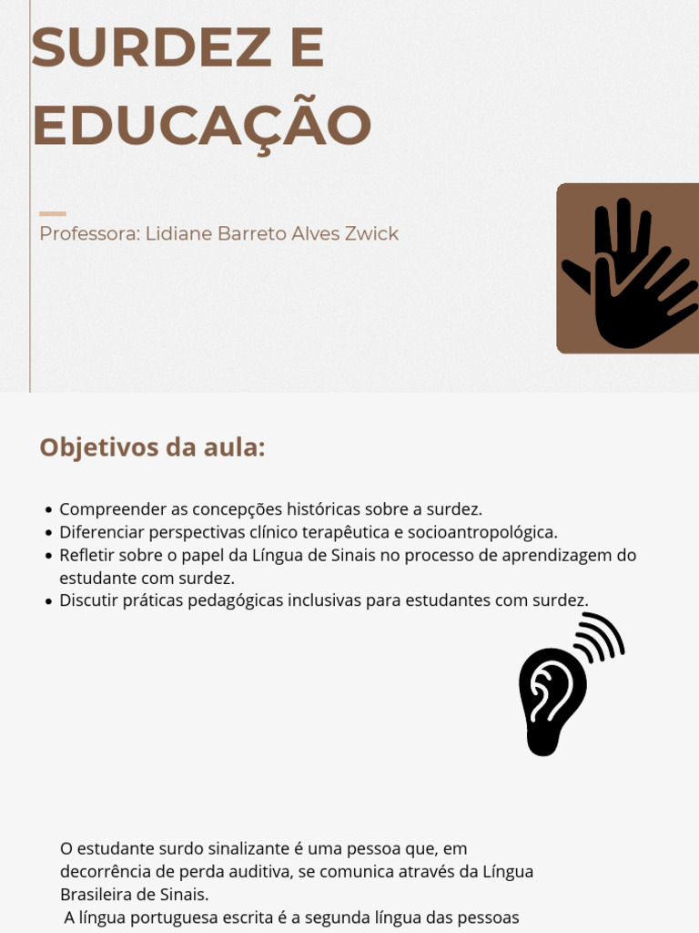 Aula Sobre A Surdez | PDF | Surdez | Aprendizado