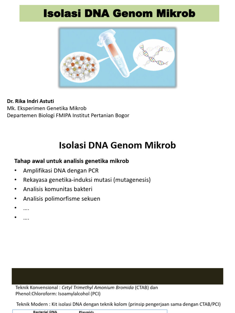 1. Isolasi DNA Genom Mikrob | PDF