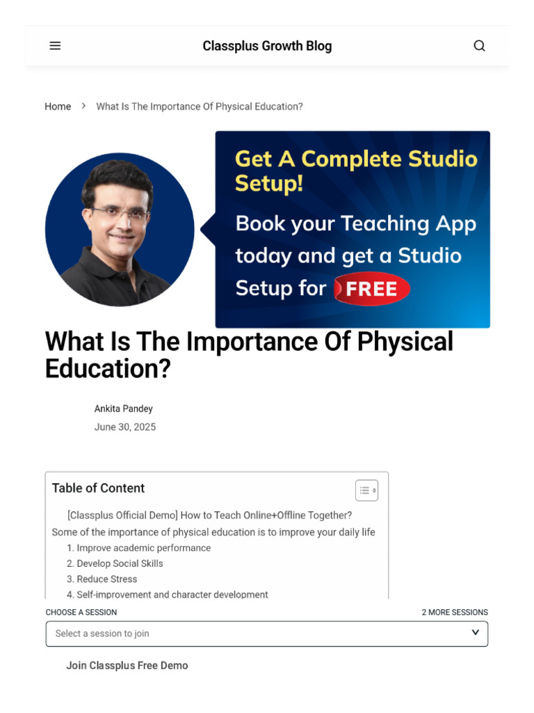 What Is The Importance of Physical Education - Classplus Growth Blog | PDF