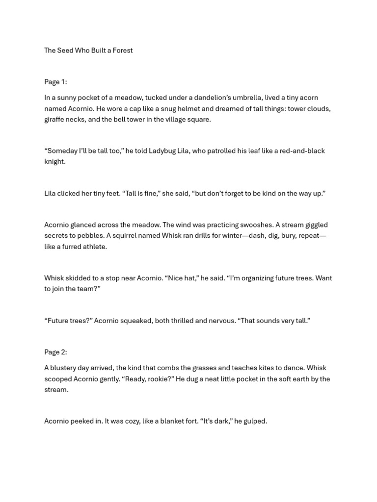 The Journey of Acornio the Acorn | PDF | Trees | Oak