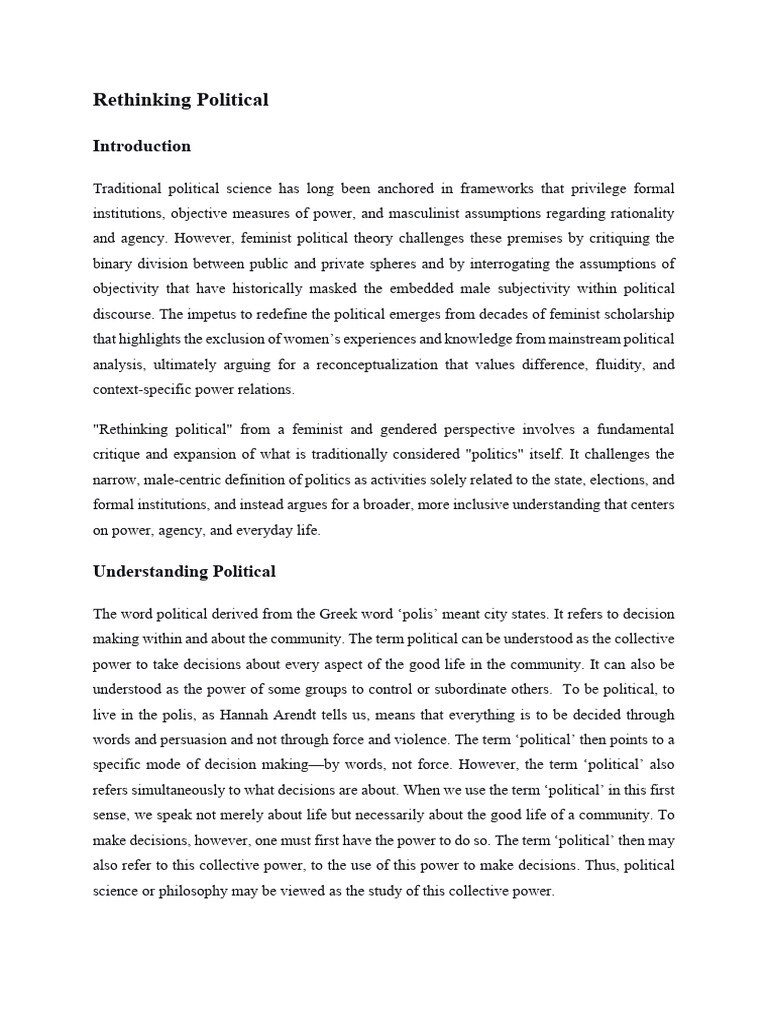 Rethinking Political | PDF | Gender Studies | Feminism