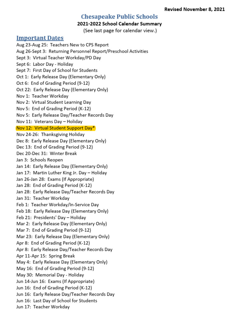 2021 2022 School Calendar | PDF | Observances