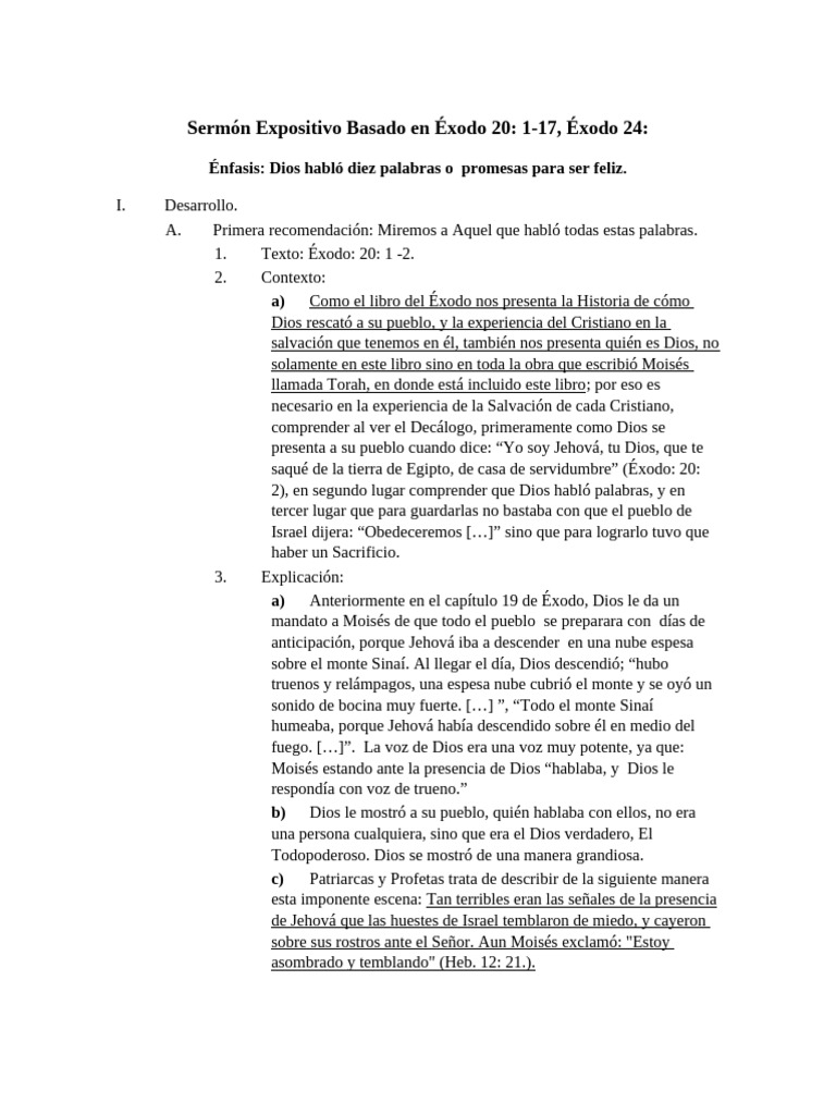 Sermón sobre Éxodo 20:1-17 | PDF | Libro del éxodo | Diez Mandamientos