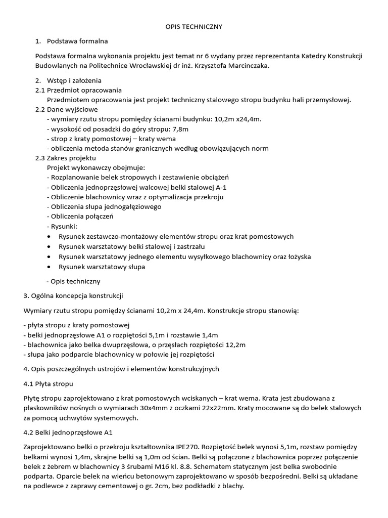 Opis Techniczny | PDF