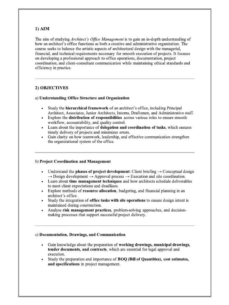 Architecture Office Management | PDF