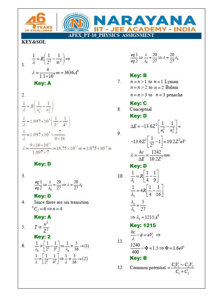 APEX Physics Assignment Key & Solutions | PDF | Binding Energy ...